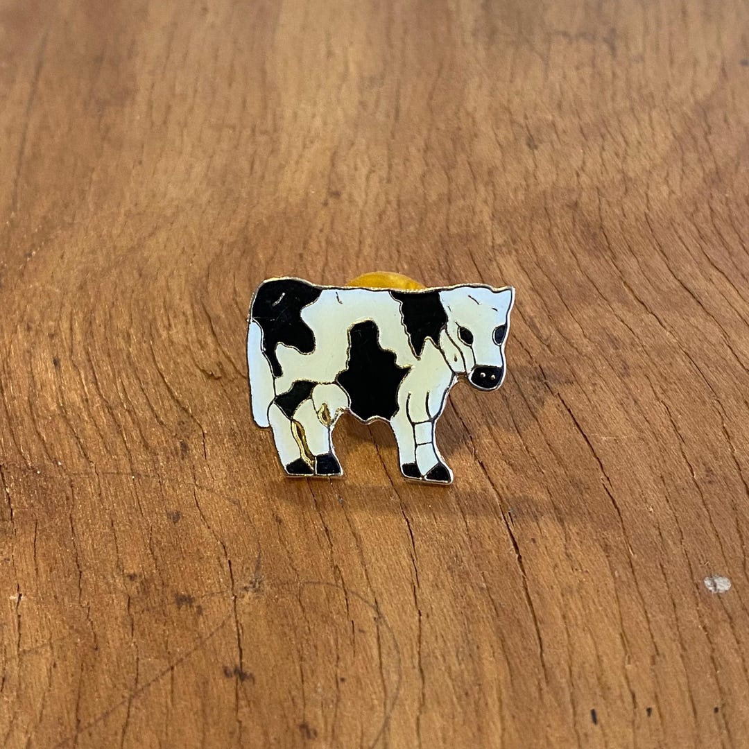 1980s Vintage DAIRY COW Houston Texas Enamel Lapel Pin Retro Farm ...