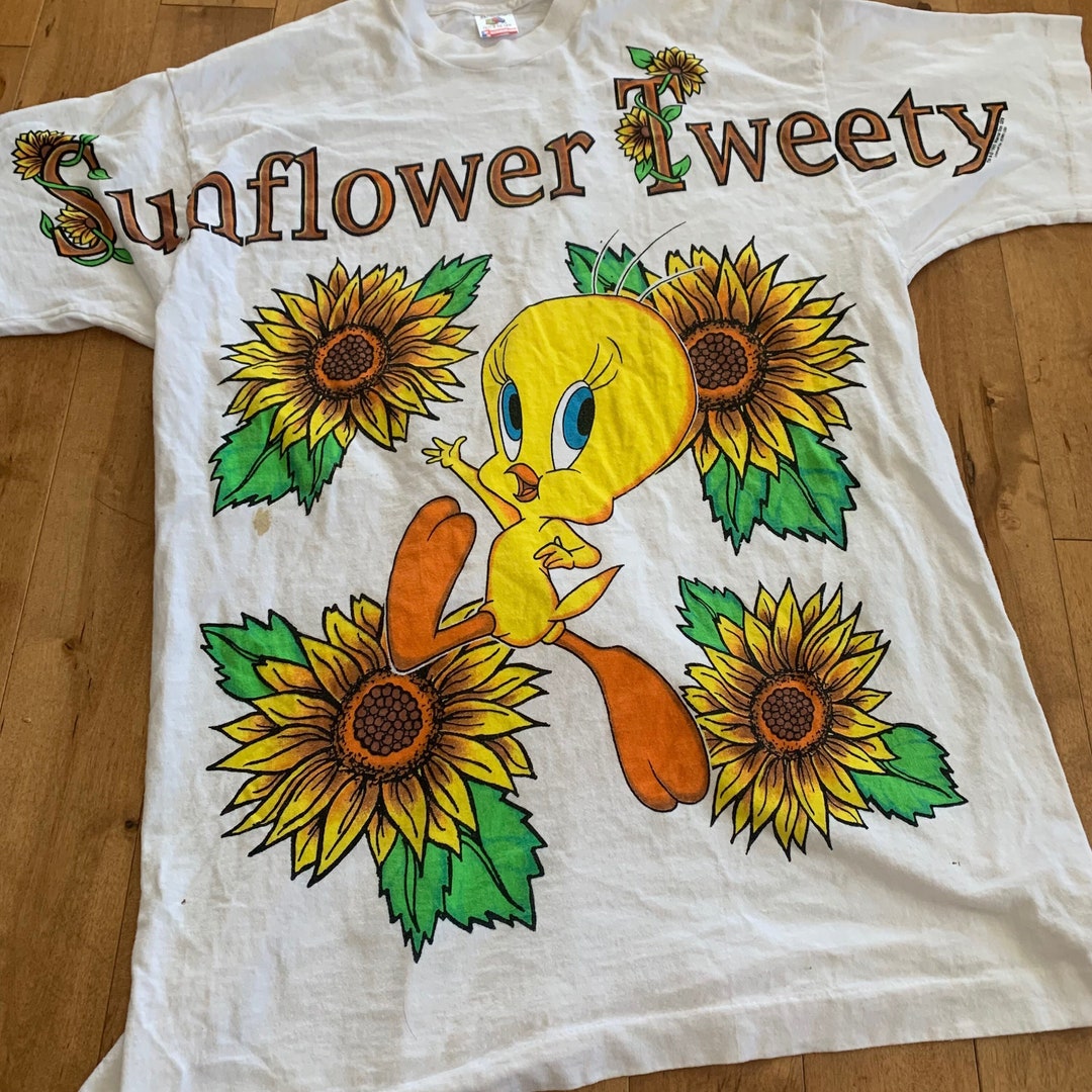1995 Sunflower Tweety Bird T-shirt Vintage 1990s Fruit of the Loom Made ...