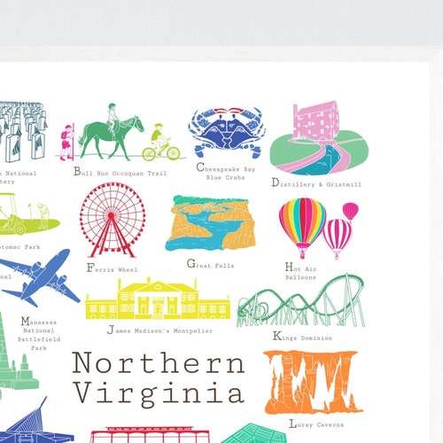 Northern Virginia A to Z Wall Art Print by Chufish Studio - Etsy