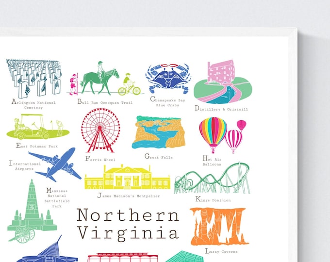 Northern Virginia A to Z Wall Art Print by Chufish Studio Abcs Alphabet ...