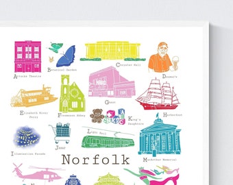 Northern Virginia A to Z Wall Art Print by Chufish Studio | Etsy