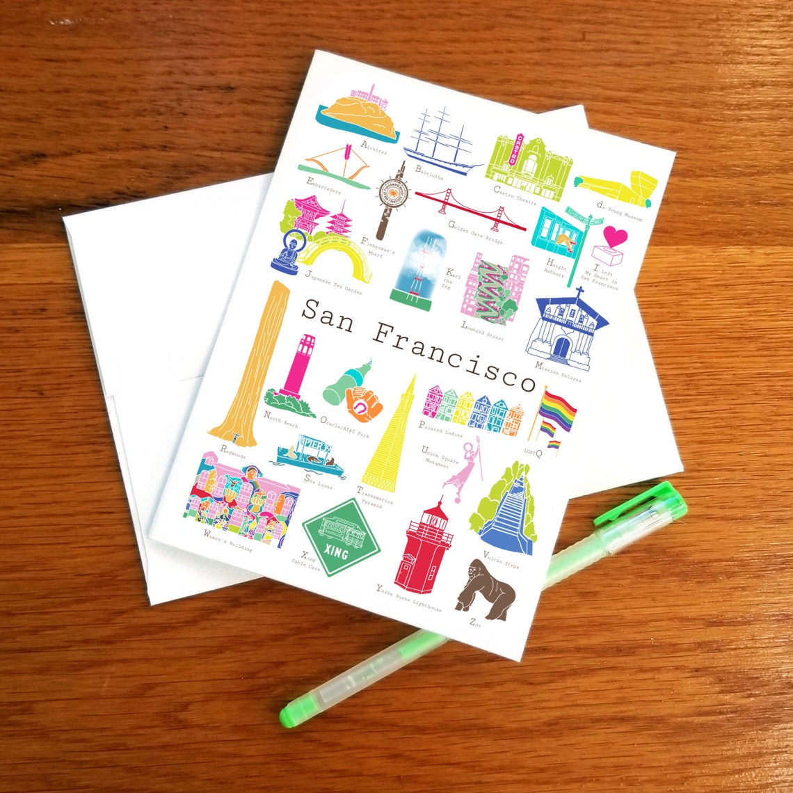 San Francisco California A to Z Greeting Card Abcs/alphabet - Etsy