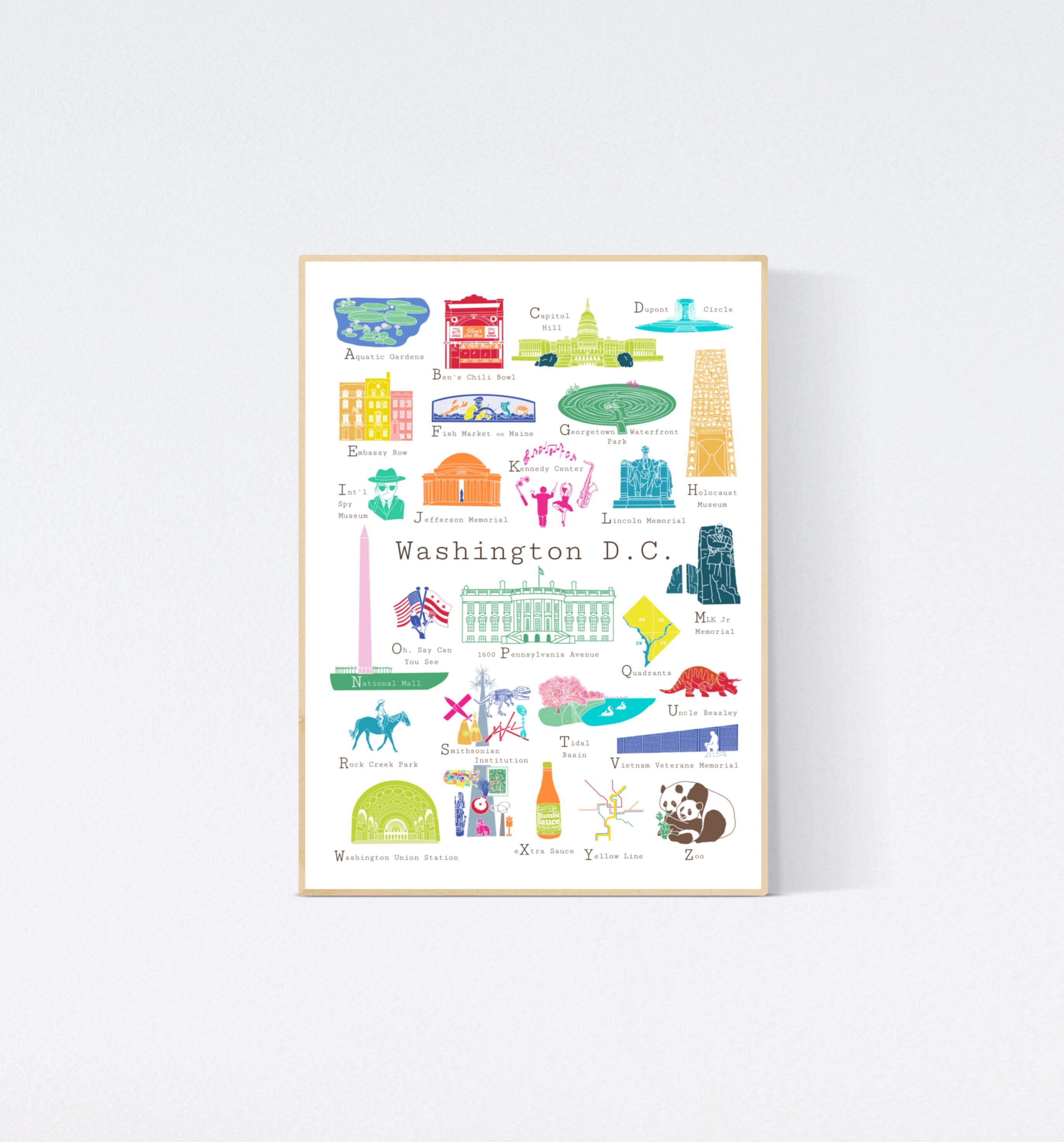 Washington D.C. A to Z Wall Art Print by Chufish Studio Abcs | Etsy