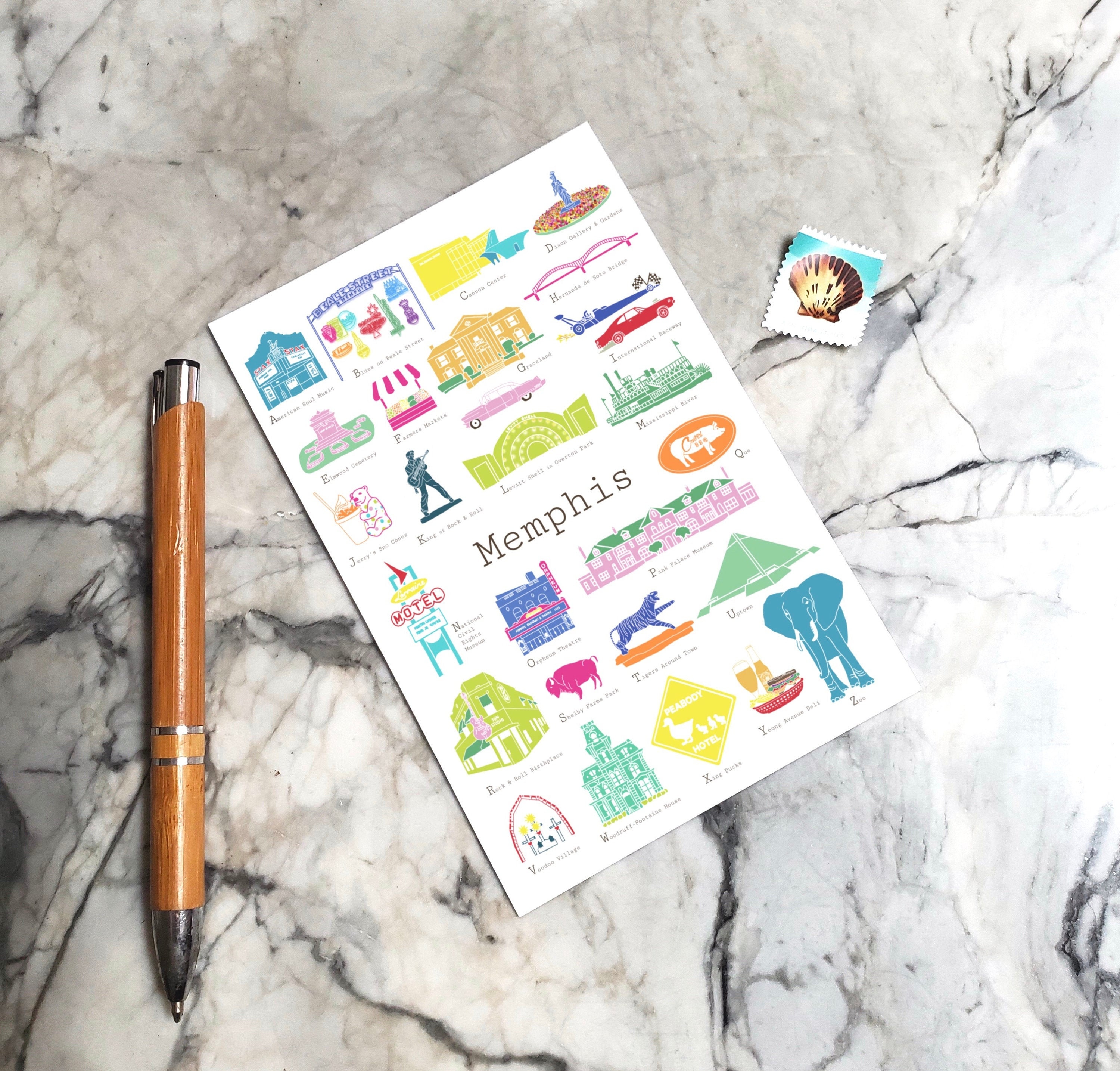 Memphis Tennessee A to Z Postcard Abcs/alphabet Card for - Etsy