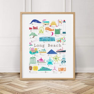 Long Beach California A to Z Wall Art Print, by Chufish Studio Abcs ...
