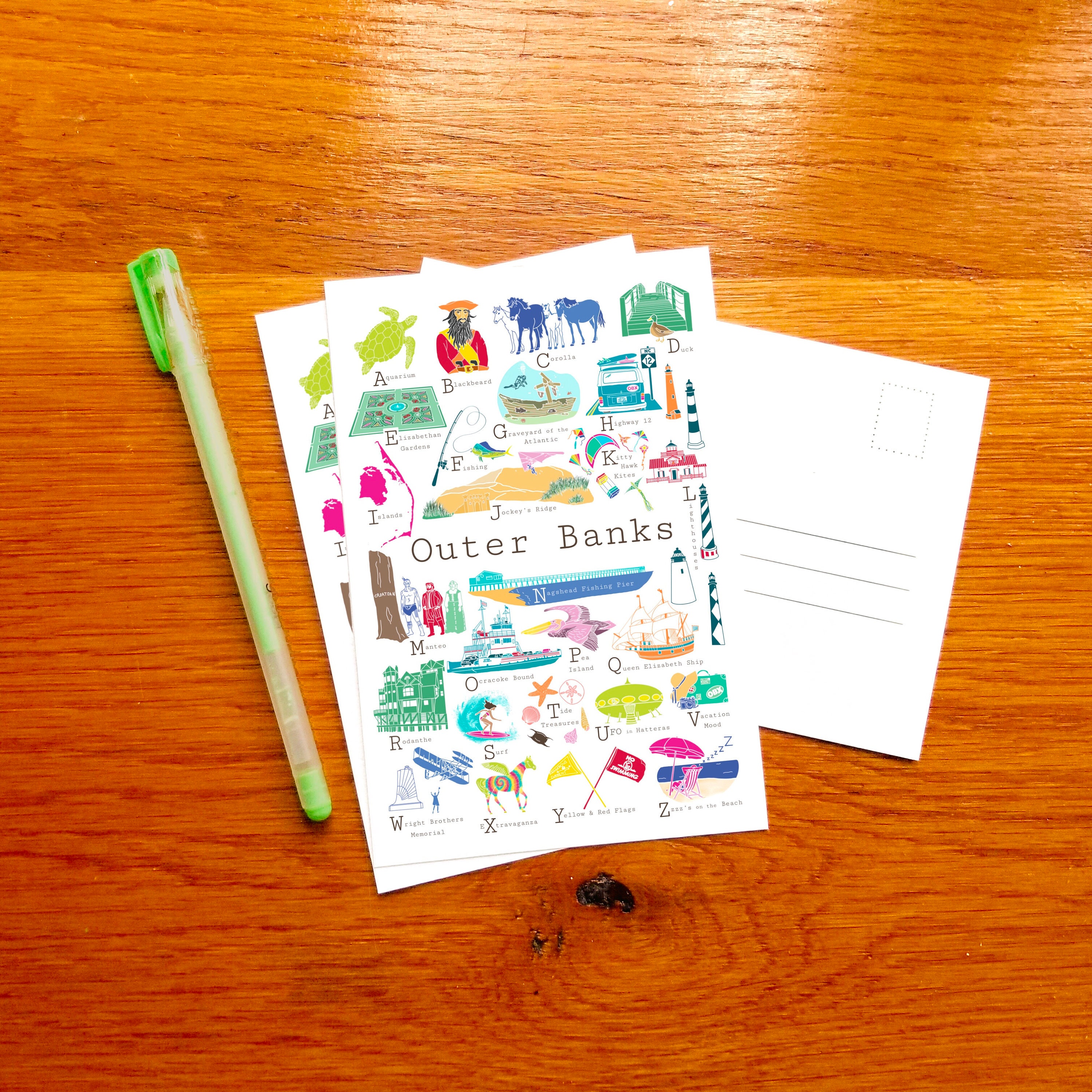 Outer Banks North Carolina A to Z Postcard Abcs/alphabet Card - Etsy