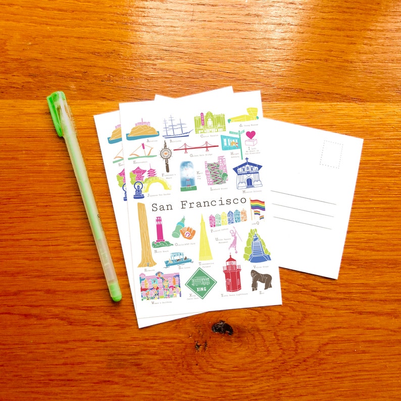 San Francisco California A to Z Postcard Abcs/alphabet Card - Etsy