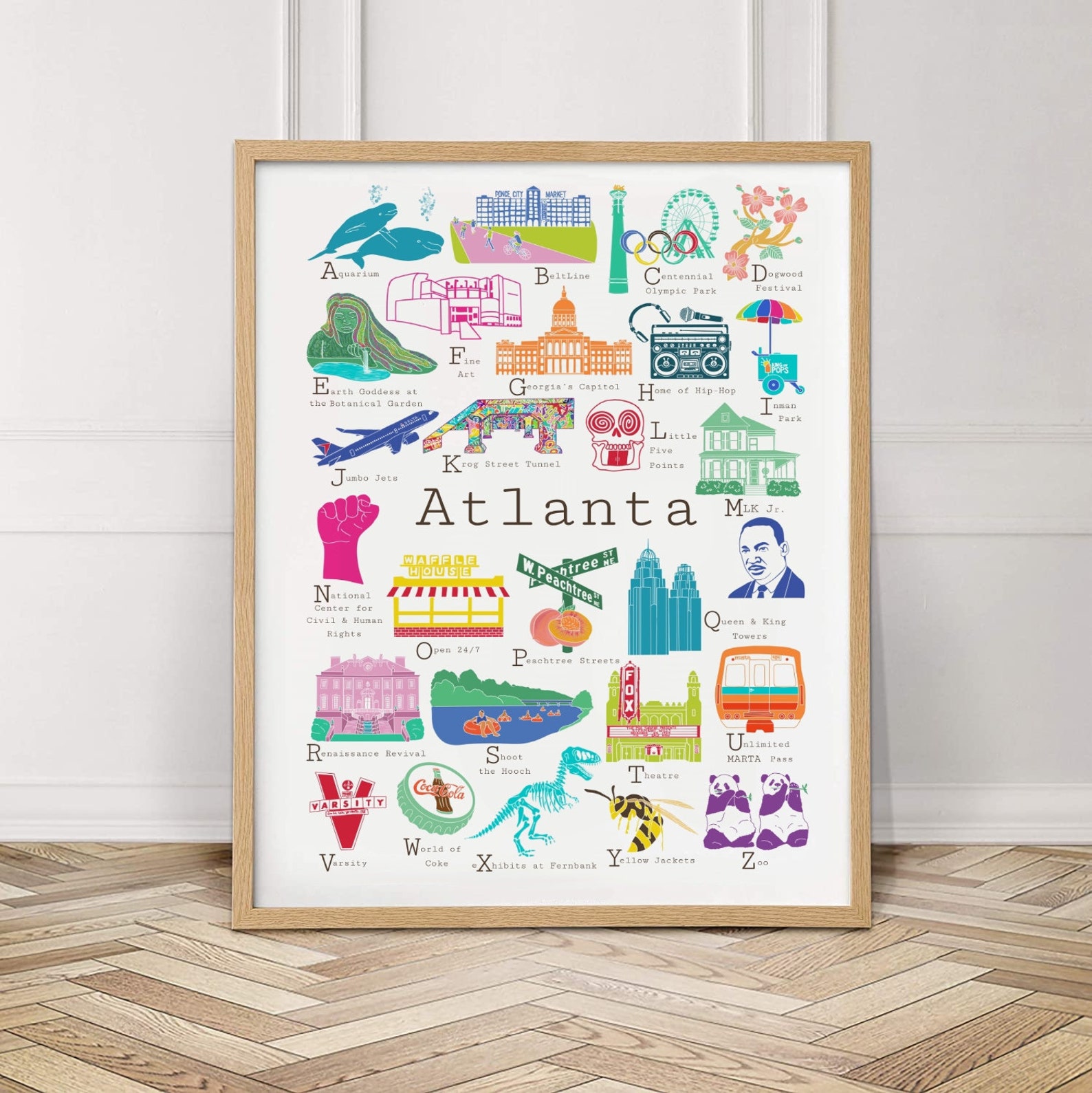 Atlanta Georgia A to Z Wall Art Print, by Chufish Studio Abcs/alphabet ...