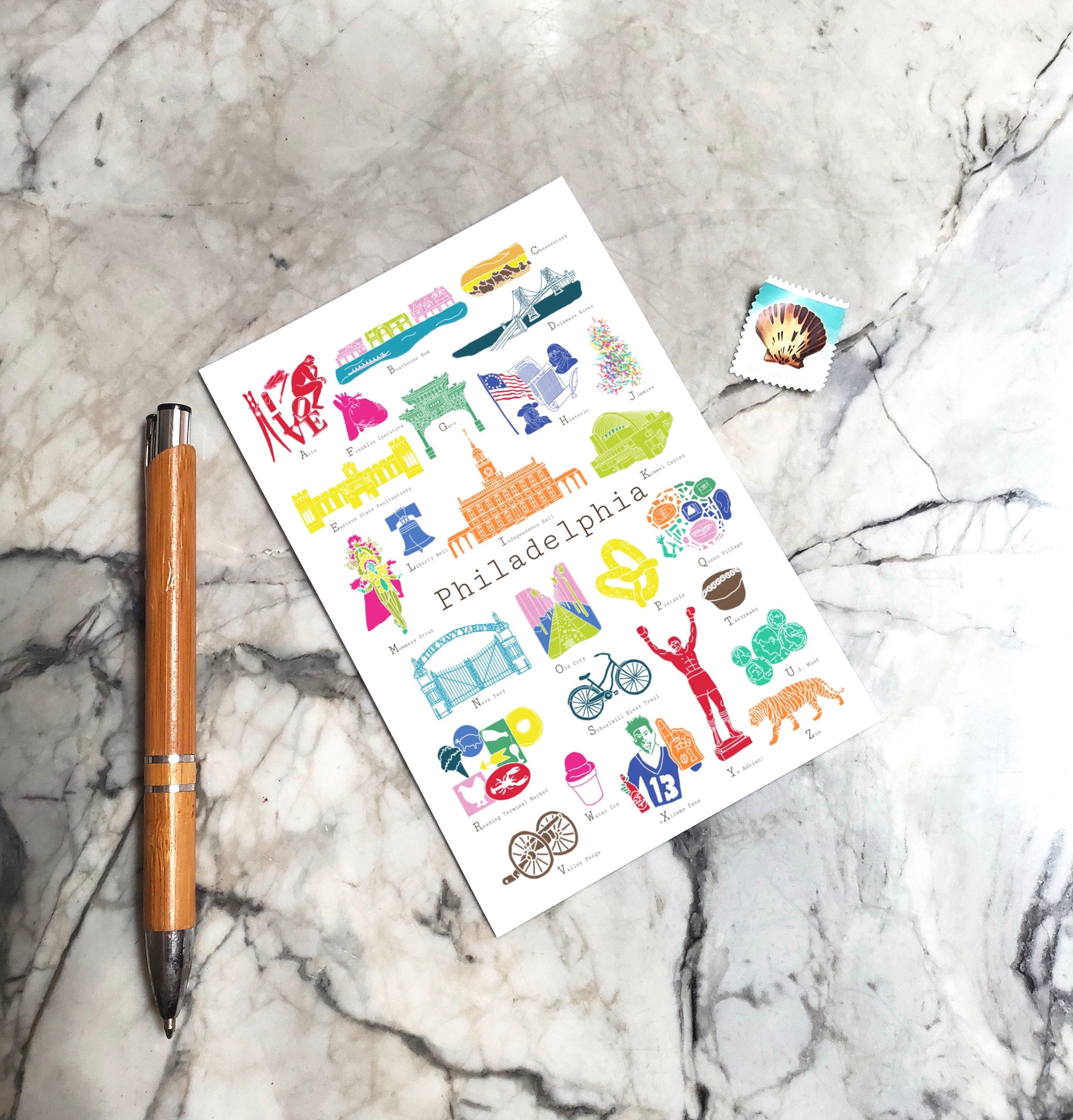 Philadelphia Pennsylvania A to Z Postcard, Abcs/alphabet Card for ...