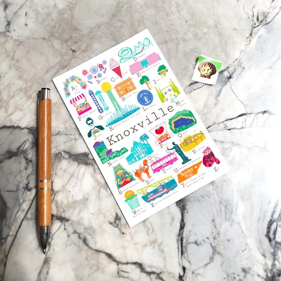 Knoxville Tennessee A to Z Postcard Abcs/alphabet Card for - Etsy