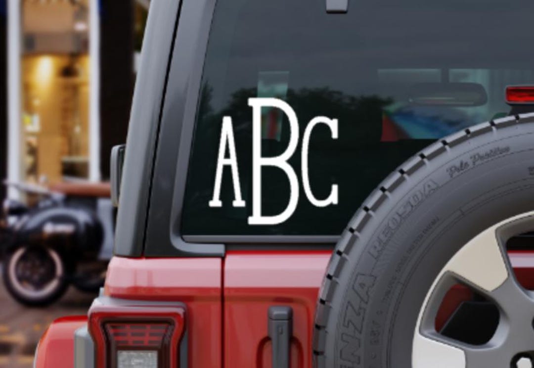 Custom Monogram Vinyl Decal, Personalized Initial Car Decal, 4x4in ...