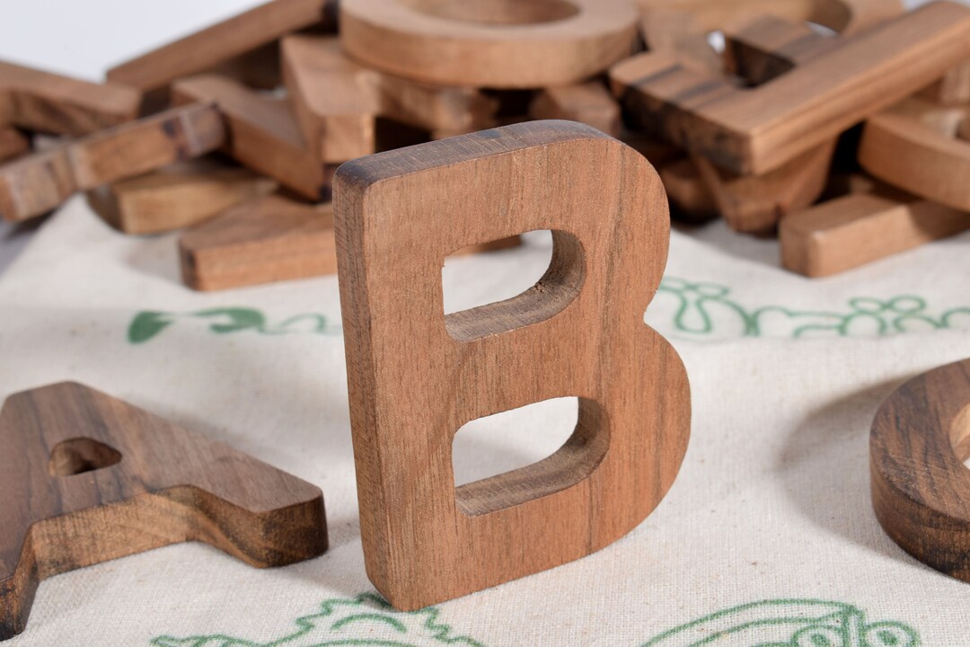 Walnut Wood Alphabet Set - Montessori Spelling Toy - Etsy