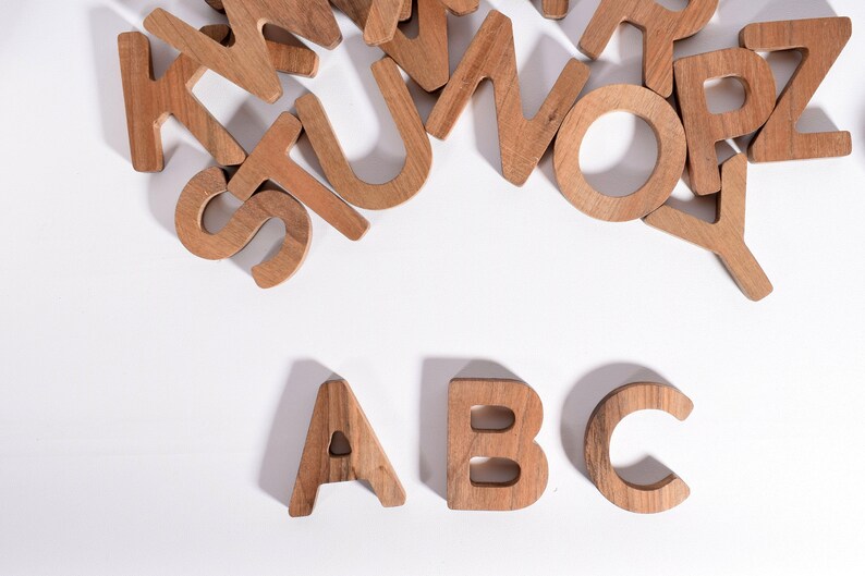 Walnut Wood Alphabet Set - Montessori Spelling Toy - Etsy