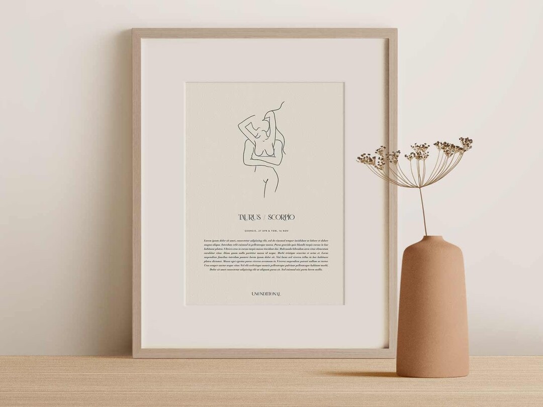 TAURUS Couples Star Sign Love Compatibility Print, Personalised Zodiac ...
