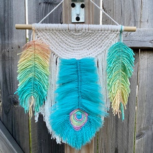 Macrame Feathers, Peacock Feather, Wall Decor, Semi Lunar Macrame - Etsy