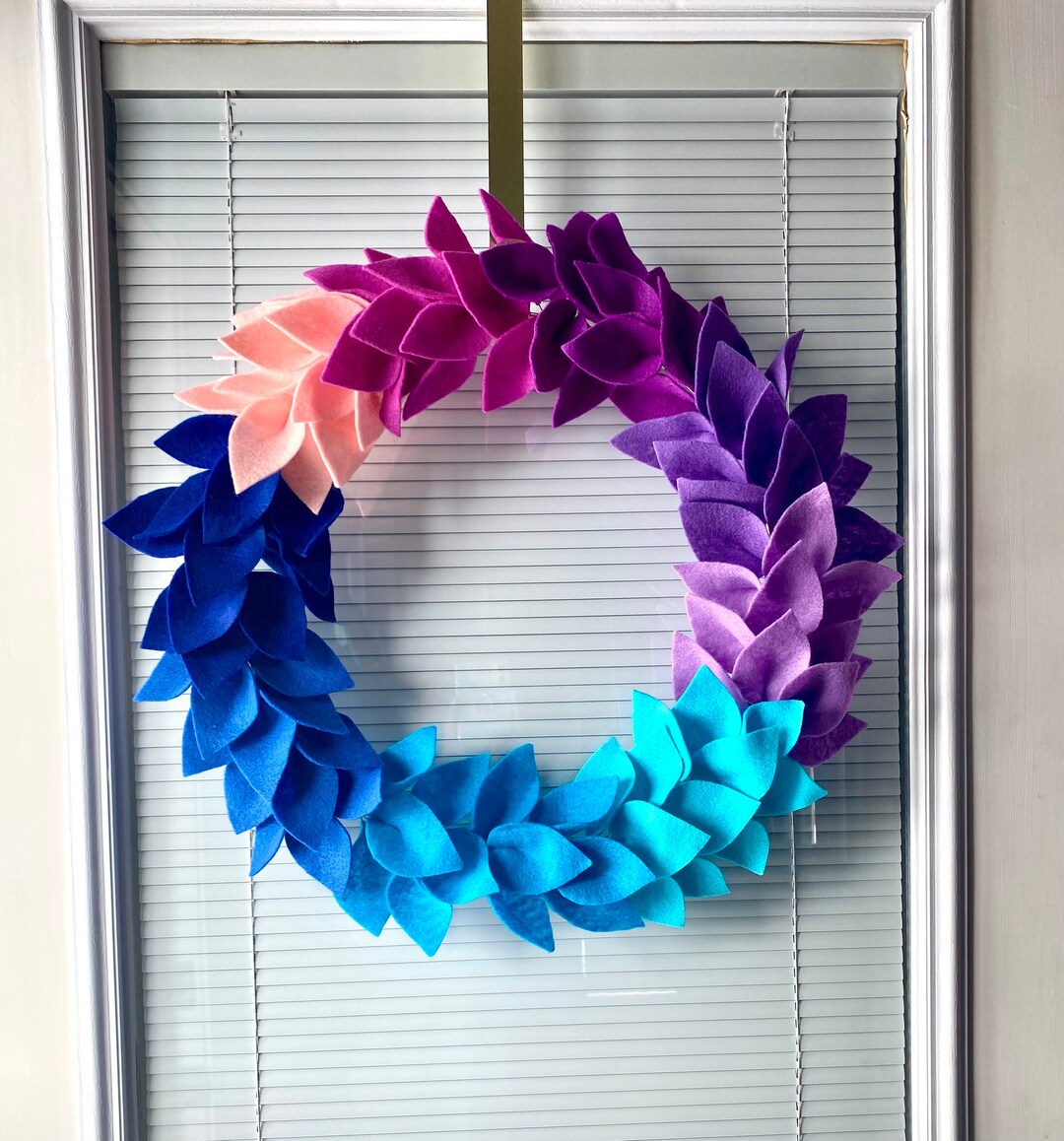 Spring Felt Wreath, Front Door Wreath, Leaves Wreath, Multicolored ...