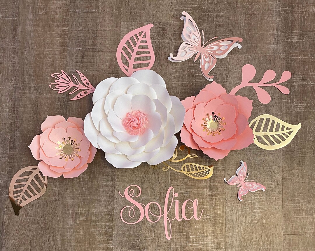 PAPER FLOWERS With BUTTERFLIES Party Birthday Wedding Anniversary ...