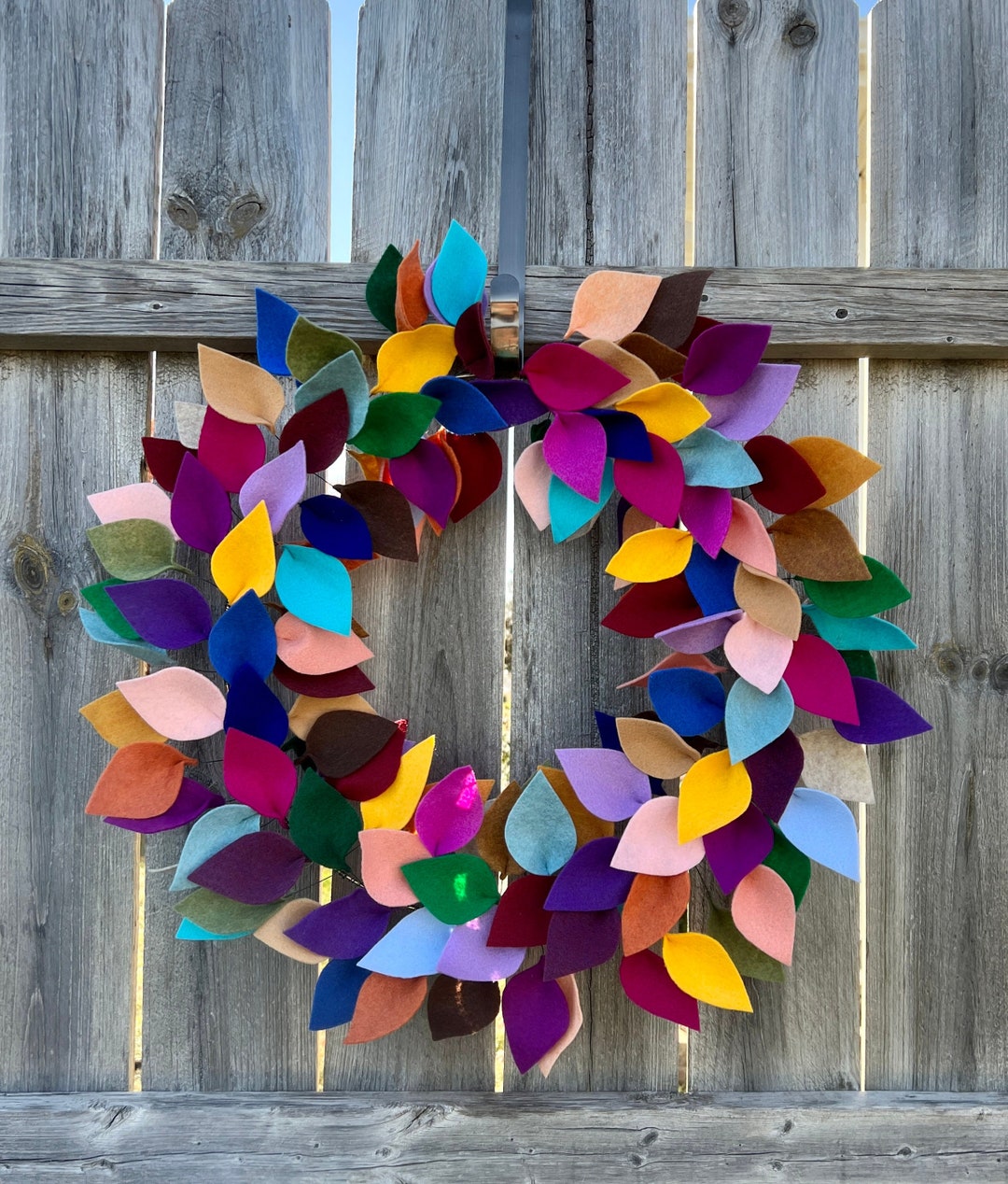 Colorful Felt Wreath, Felt Leaf Wreath, Door Decor, Home Decor - Etsy
