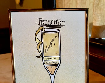 French 75 Cocktail Print Art Poster With Classic Cocktail - Etsy