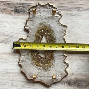 Custom Made Beautiful Resin Geode Tray, White and Gold, Vanity Tray ...