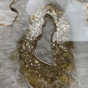 Custom Made Beautiful Resin Geode Tray, White and Gold, Vanity Tray ...