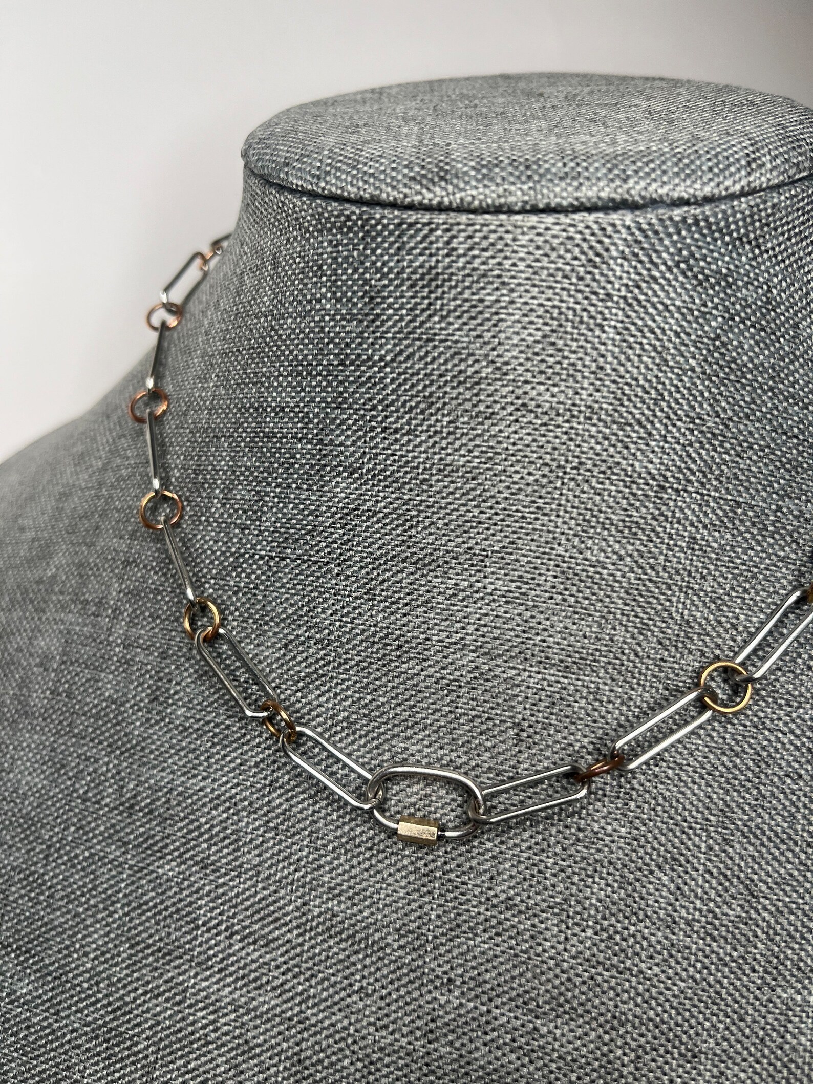 Silver and Gold Lock Necklace - Etsy