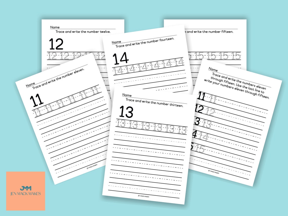 Handwriting Practice Tracing Numbers 11-20, Printable Number 11-20 ...