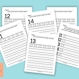 Handwriting Practice Tracing Numbers 11-20, Printable Number 11-20 ...