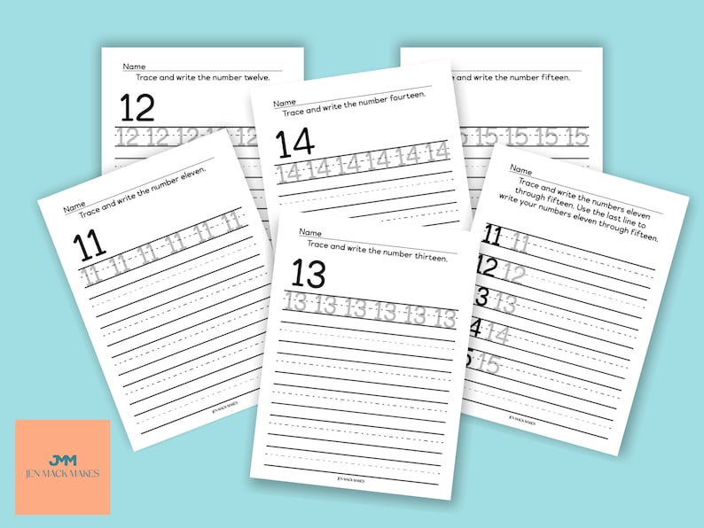 Handwriting Practice Tracing Numbers 11-20, Printable Number 11-20 ...