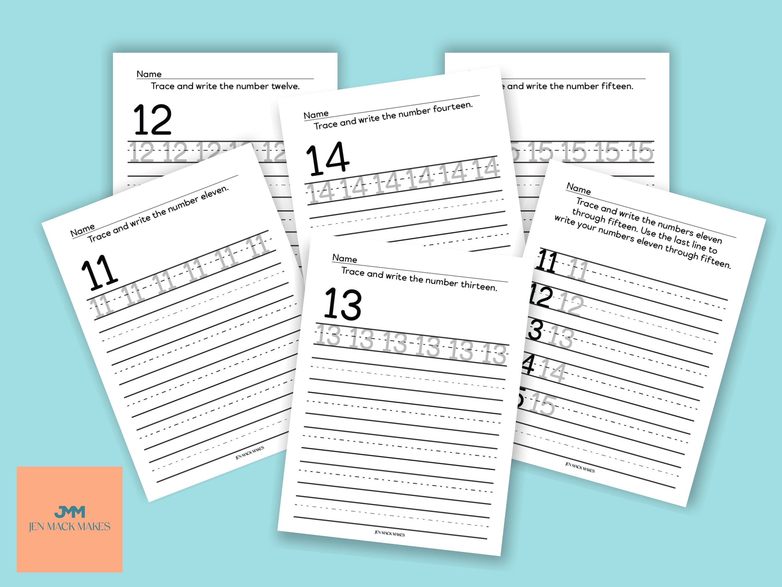 Handwriting Practice Tracing Numbers 11-20, Printable Number 11-20 ...