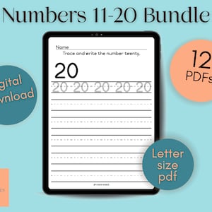 Handwriting Practice Tracing Numbers 11-20, Printable Number 11-20 ...
