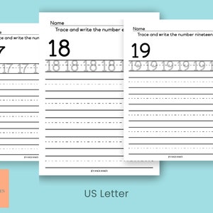 Handwriting Practice Tracing Numbers 11-20, Printable Number 11-20 ...