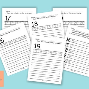 Handwriting Practice Tracing Numbers 11-20, Printable Number 11-20 ...