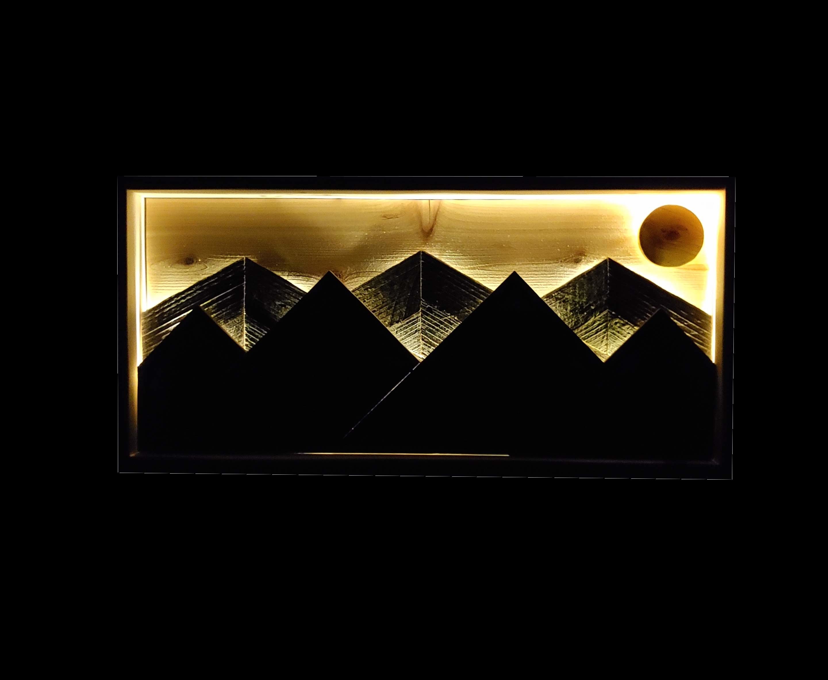 Handcrafted Lighted Dual Mountain Range Made From Cedar Comes With LED ...