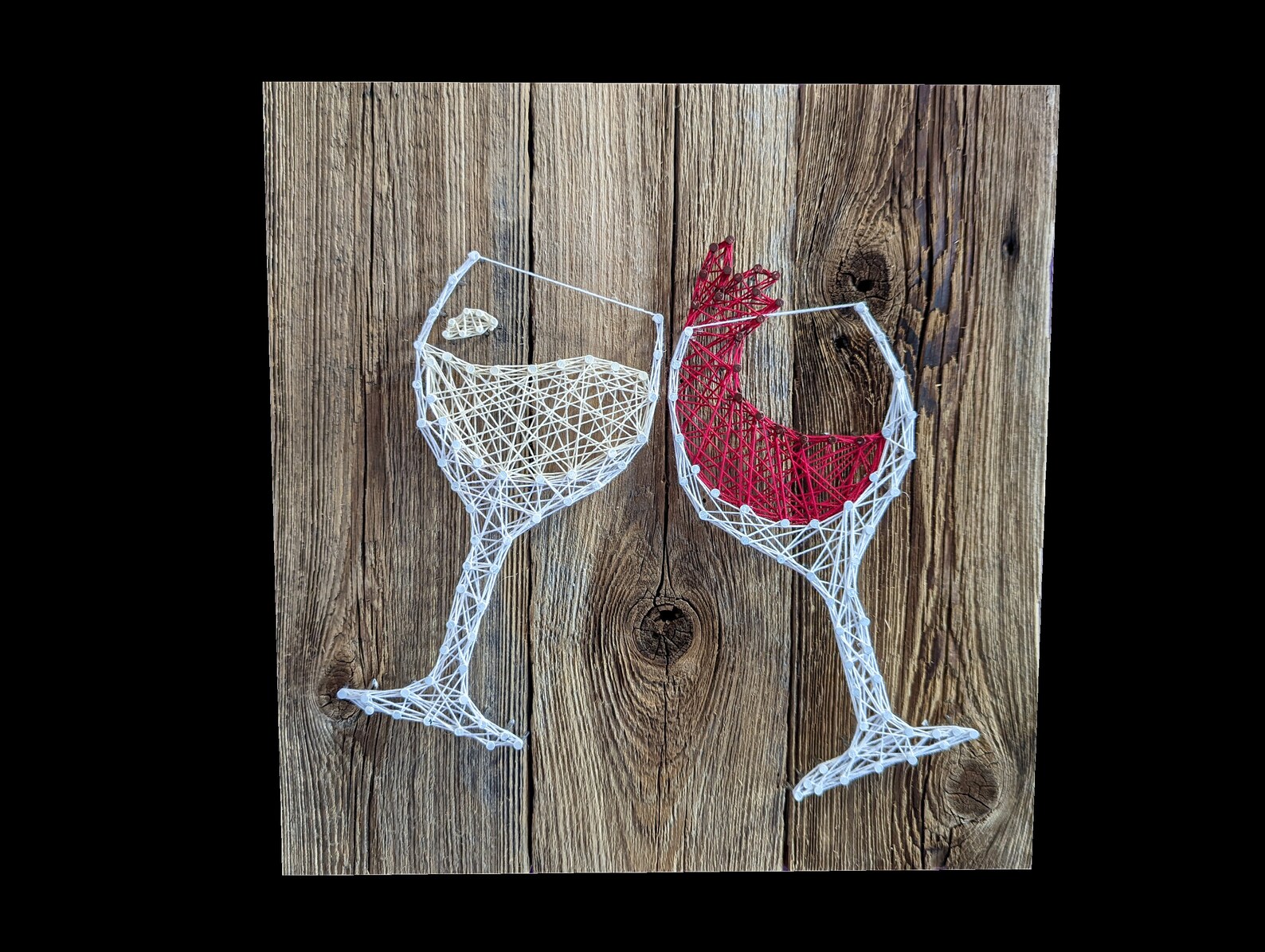 Handcrafted Wine Glass String Art Made on Reclaimed Cedar Planks - Etsy