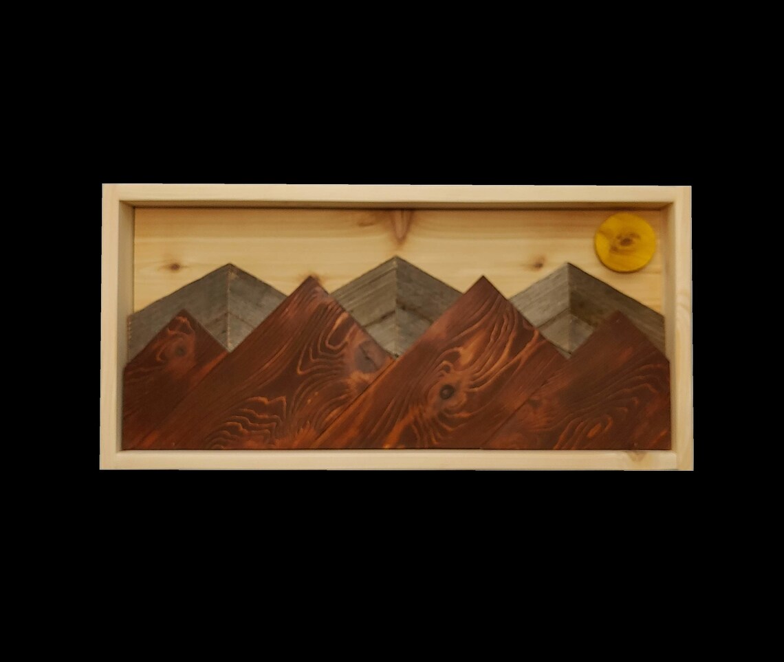 Handcrafted Lighted Dual Mountain Range Made From Cedar Comes With LED ...