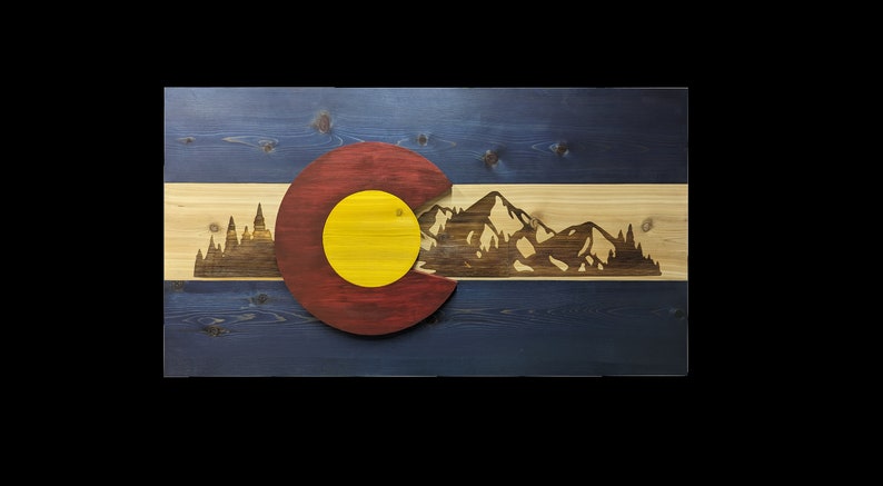 Handcrafted Wooden Colorado Flag Cut With a Scroll Saw From Cedar With ...