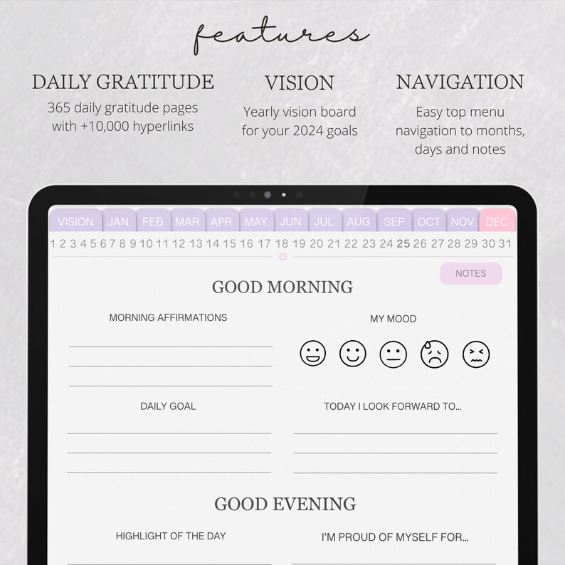 2024 Gratitude Journal Digital Download Daily Reflections & Vision ...