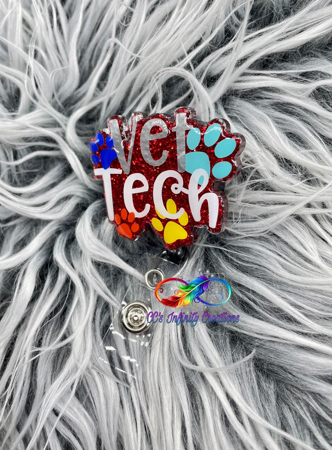 Vet Tech Badge Reel Veterinary Badge Holder animal ID Holder Permanent ...