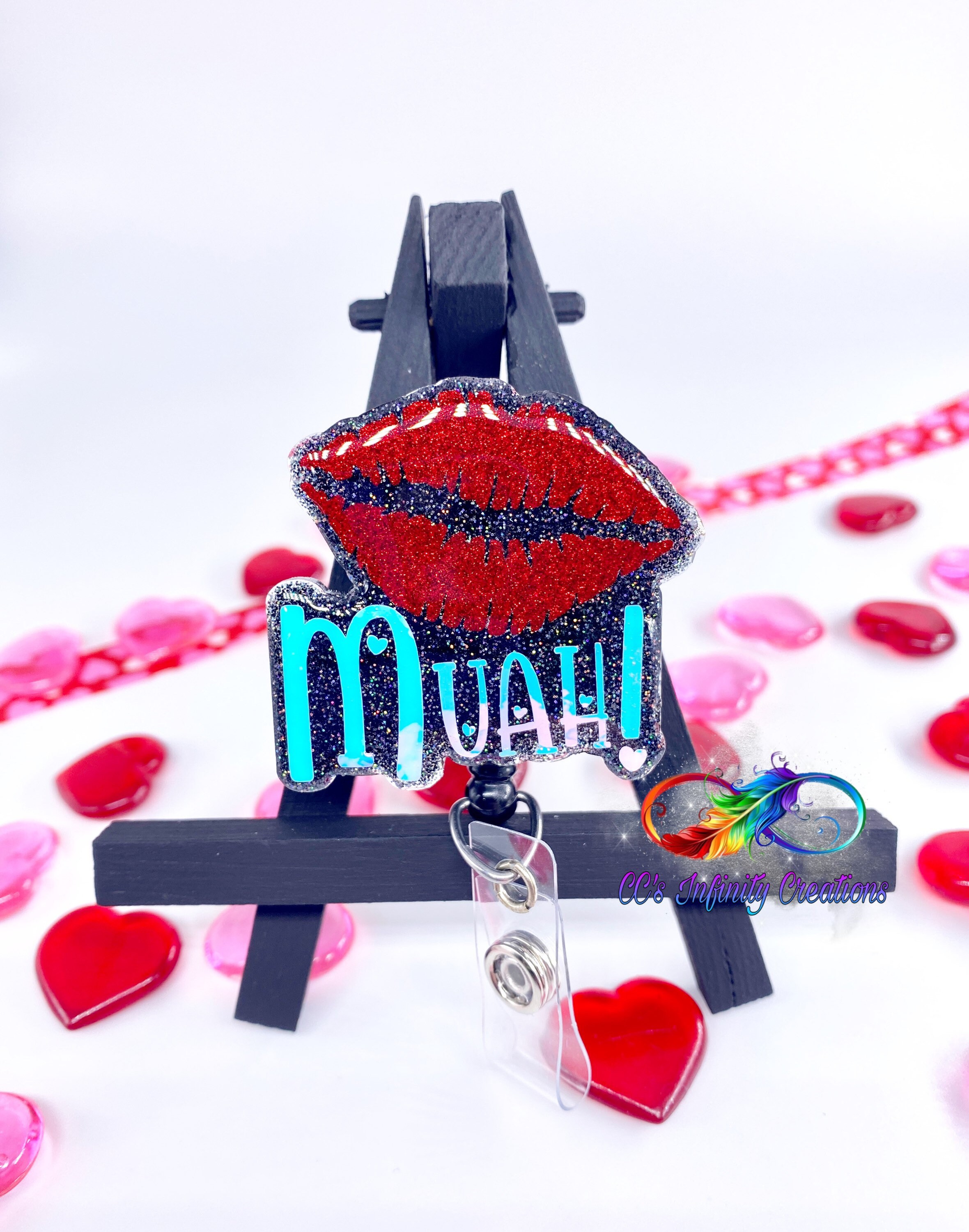 Valentine Lips Badge Reel Kissing Muah Lips Nurse Badge - Etsy