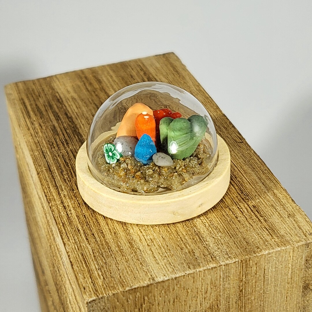 Mini Glass Terrarium With Micro Clay Plants/handmade Sculpture/mini ...