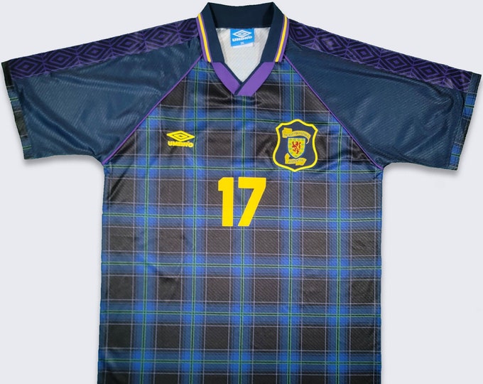 Scotland Vintage 90s Umbro Plaid Soccer Jersey - Made in England ...