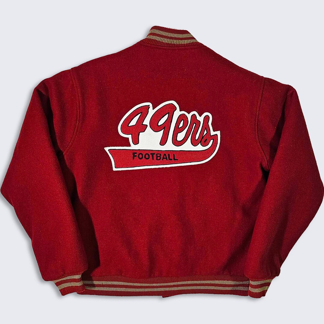 San Francisco 49ers Vintage 80s Chalk Line Wool Bomber Jacket Made in ...