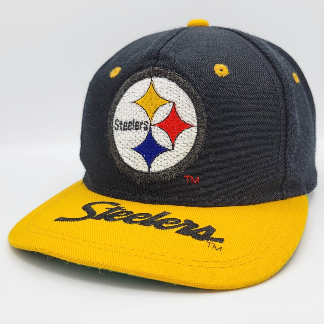 Pittsburgh Steelers Vintage 90s Snapback Hat - Black & Yellow Color Cap ...