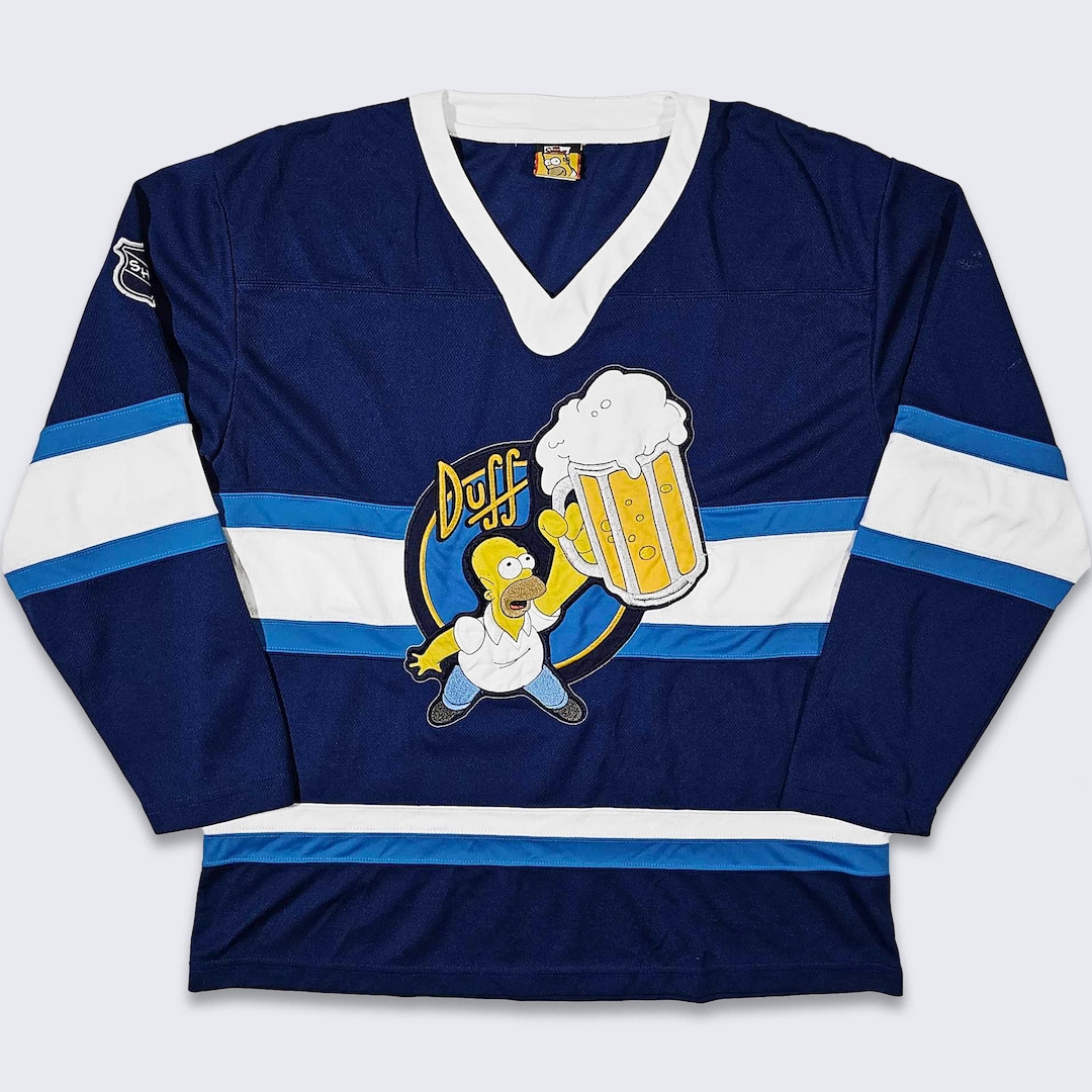 Homer Simpsons Vintage Y2K Duff Hockey Jersey - Stitched on Caricature ...