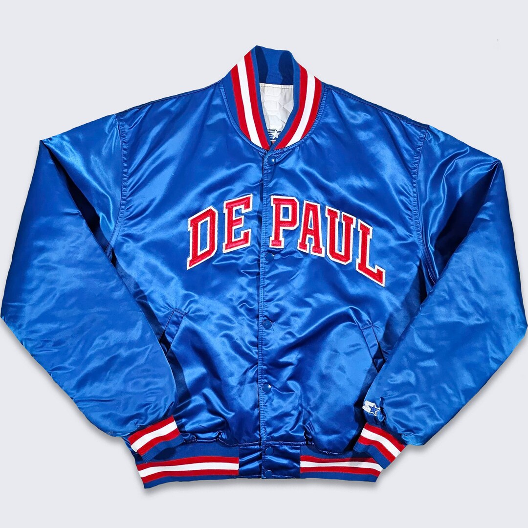 Depaul Blue Demons Vintage 80s Starter Satin Bomber Jacket - University ...