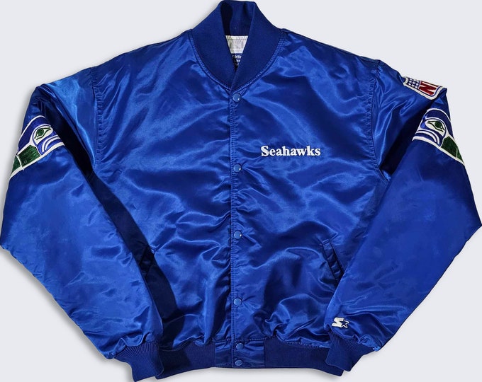 Seattle Seahawks Vintage 80s Starter Satin Bomber Jacket - Made in USA ...