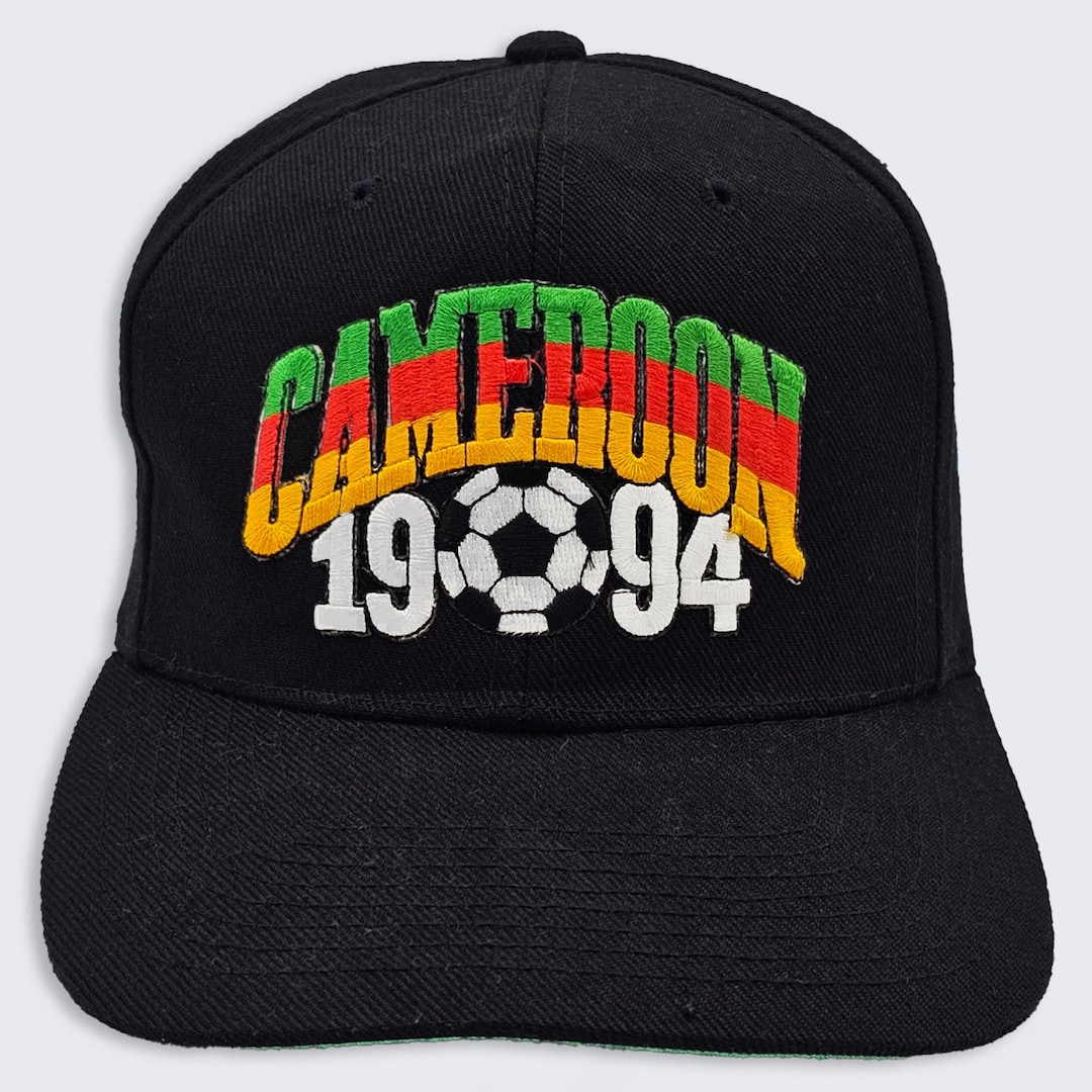 Cameroon Vintage 90s World Cup Soccer Snapback Hat - Black Color Cap ...