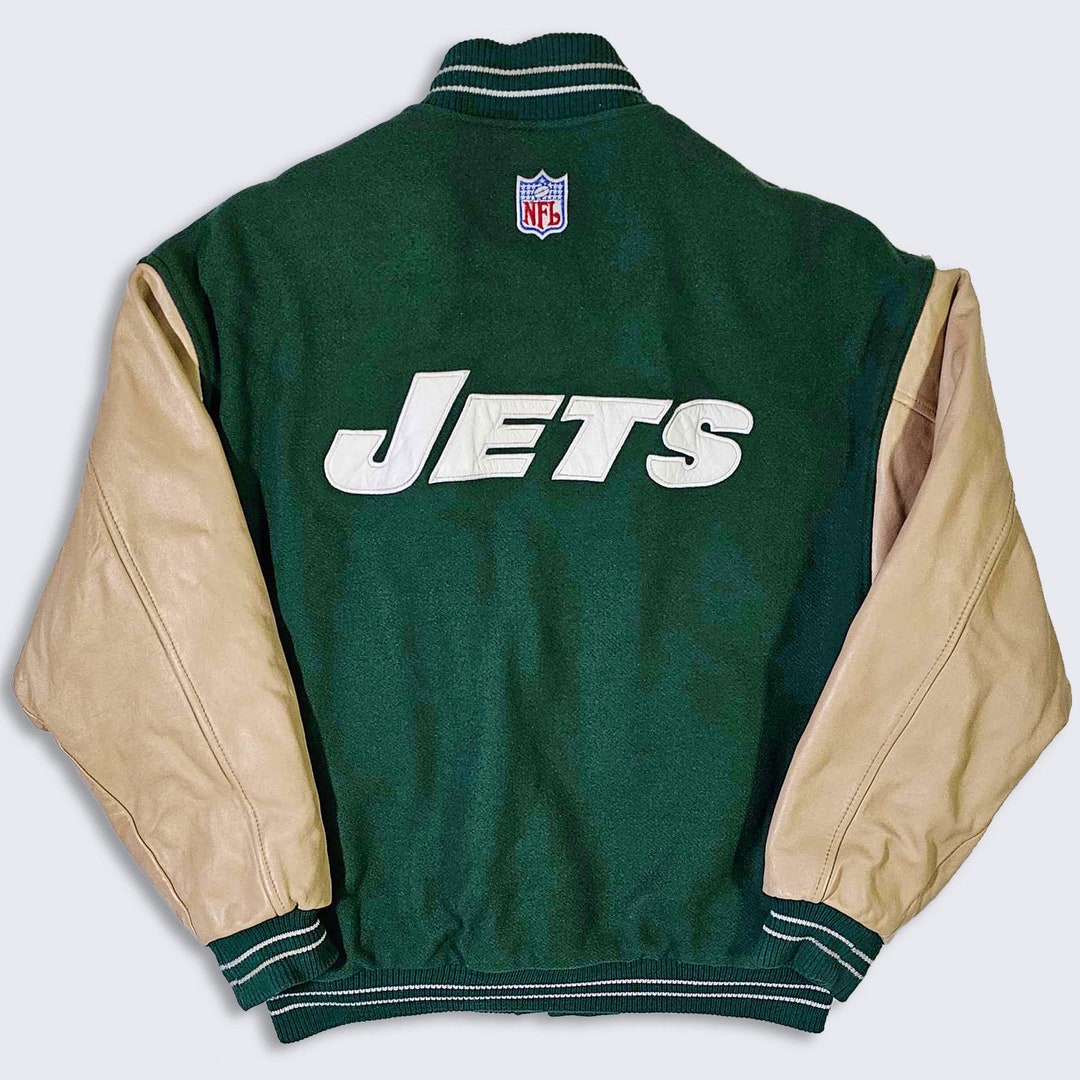New York Jets Vintage 90s Nike Varsity Jacket Green & Beige Bomber NFL ...