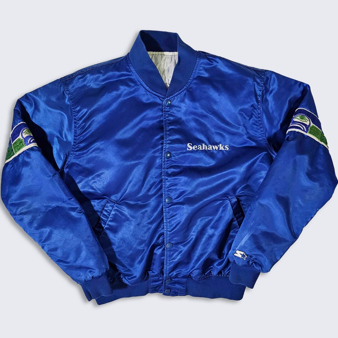 Seattle Seahawks Vintage 80s Starter Satin Bomber Jacket NFL Authentic ...